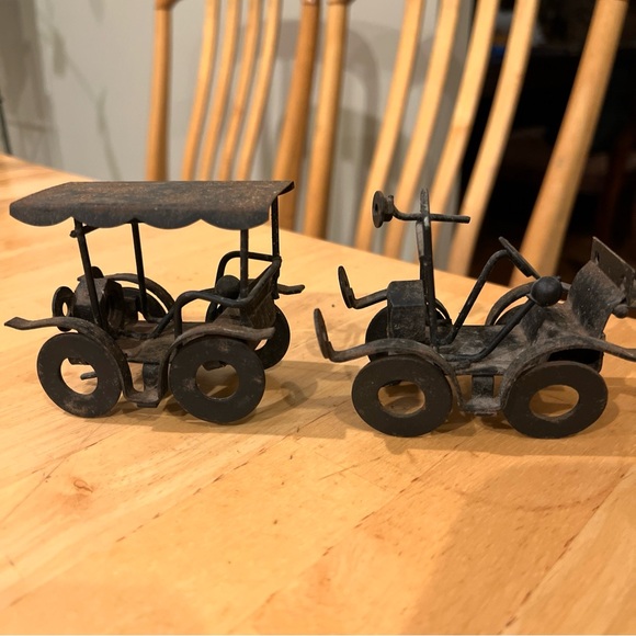 Vintage | Art | Metal Art Figure 2 Car Buggy Mini Desk Sculpture Home ...